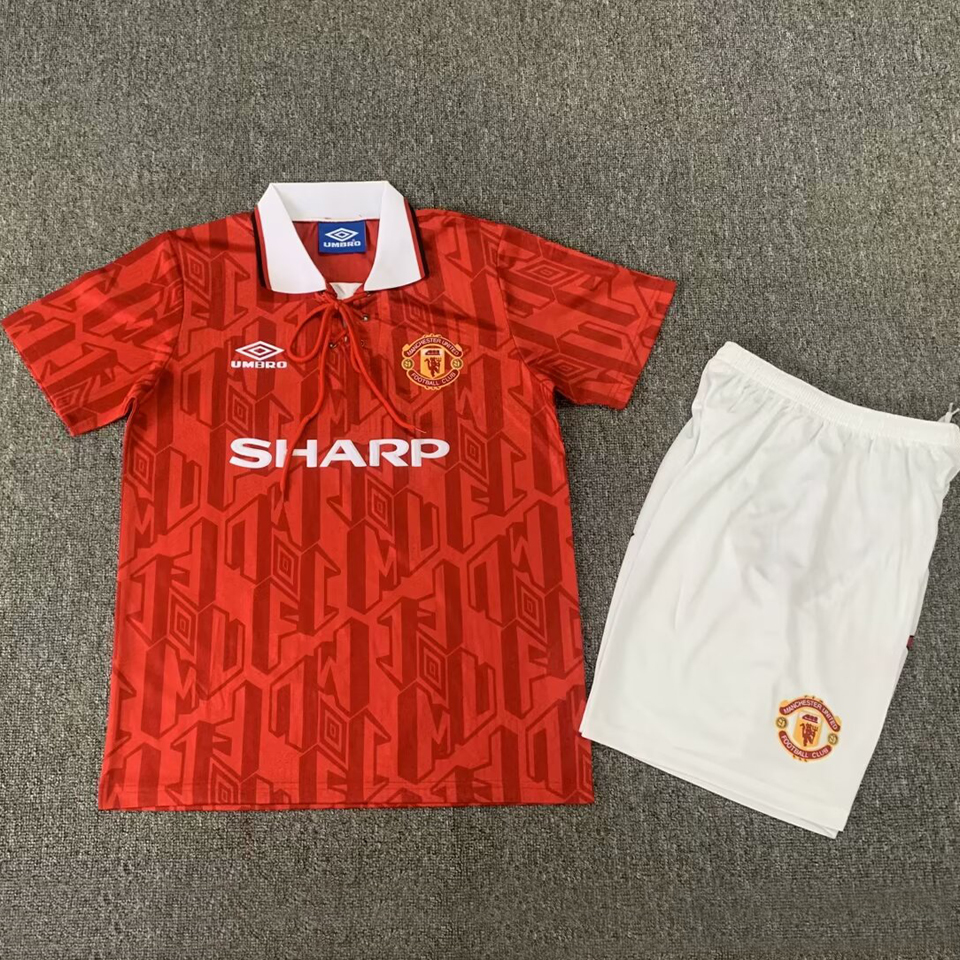 1992/94 M Utd Home Red Retro Kids Soccer Jersey