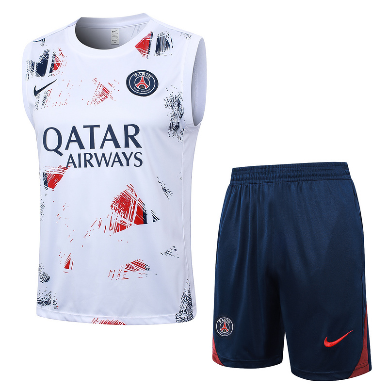 2025 PSG White Vest Training Jersey(A Set)