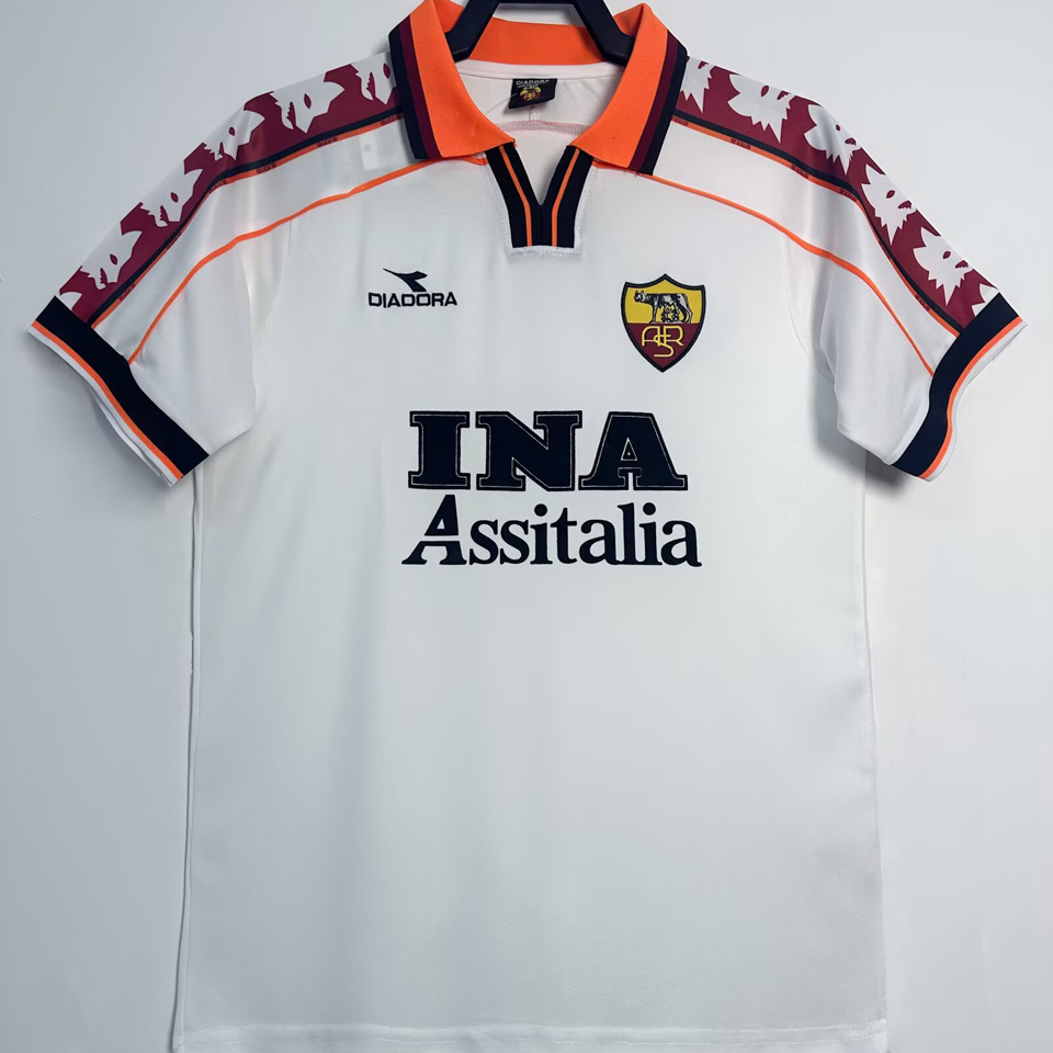 1998/99 Roma Away White Retro Soccer Jersey