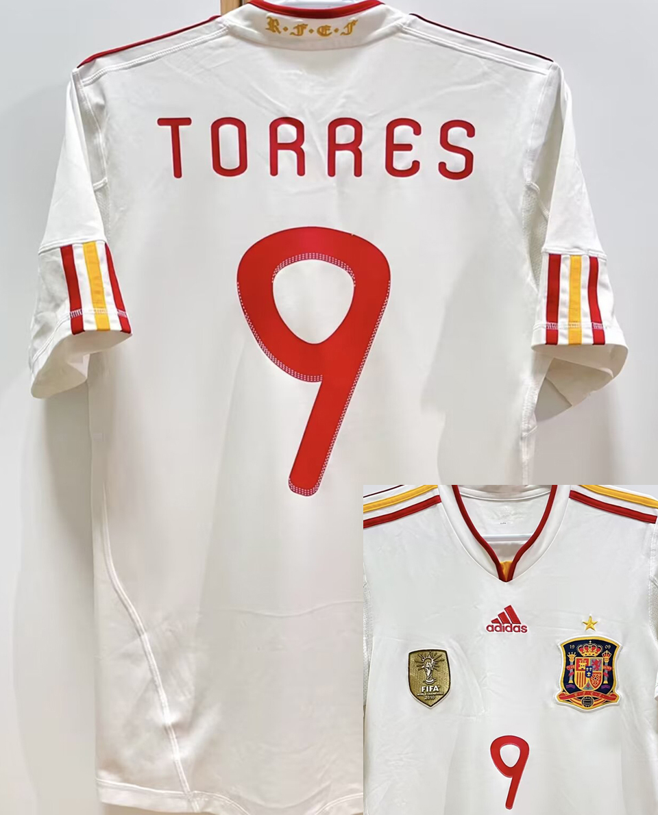TORRES #9 Spain Away White Retro Soccer Jersey 2011/12 （Have 2010 World ...