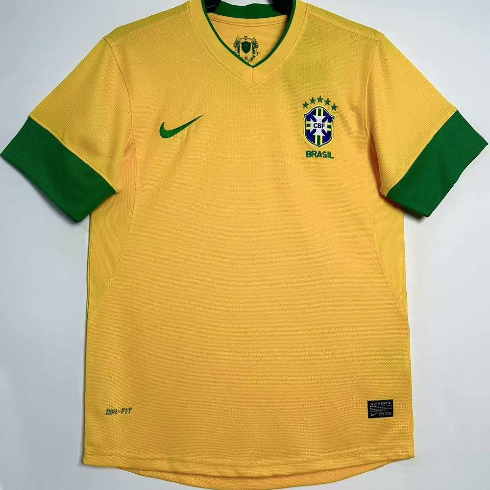 2012/13 Brazil Home Yellow Retro Soccer Jersey