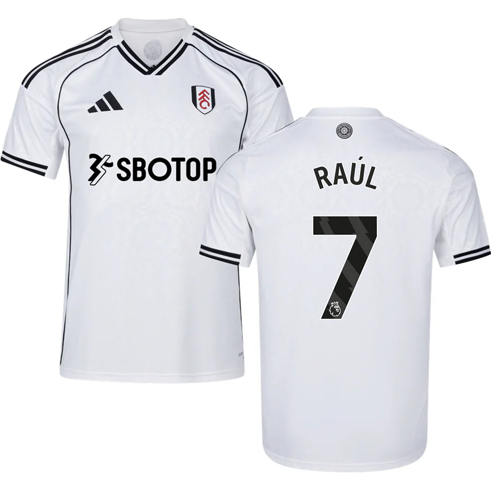 Raúl #7 Fulham Home White Fans Soccer Jersey 2025/26 (League Font 联赛字体 )