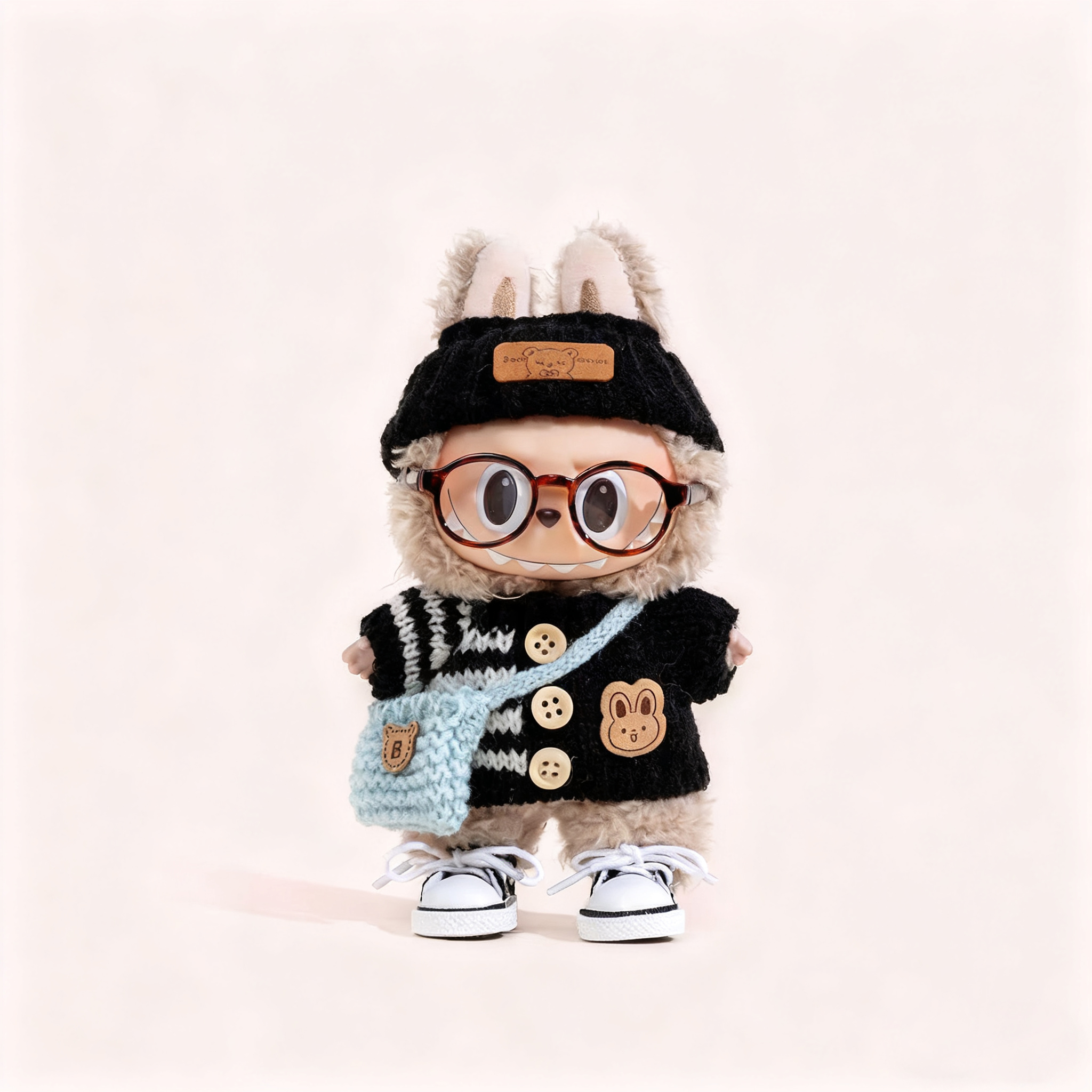 US$ 23.99 - Labubu Trendy Toy Doll Vintage Knitted Outfit with Glasses ...