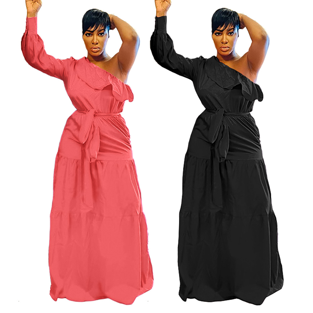 Rose-Secret | Wholesale Online One Shoulder Ruffle Long Sleeve Bandage ...