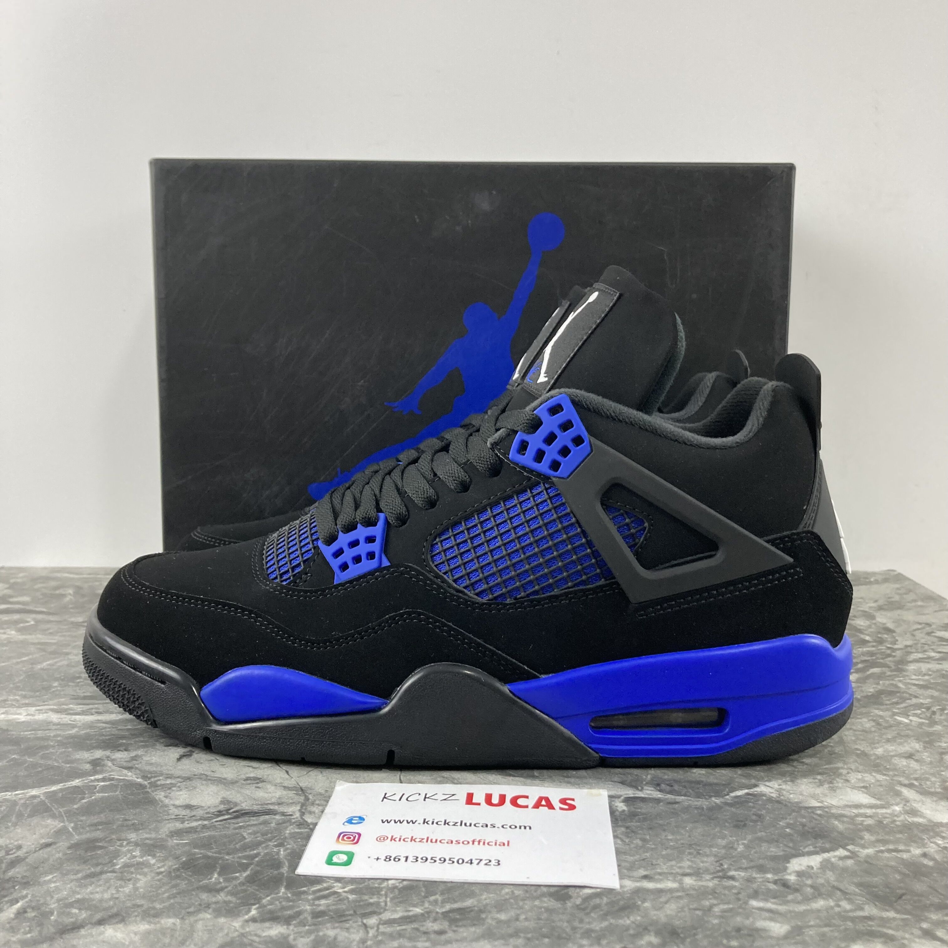 US$ 145.00 - Air Jordan 4 Retro Black Blue - www.lucaskickz.com