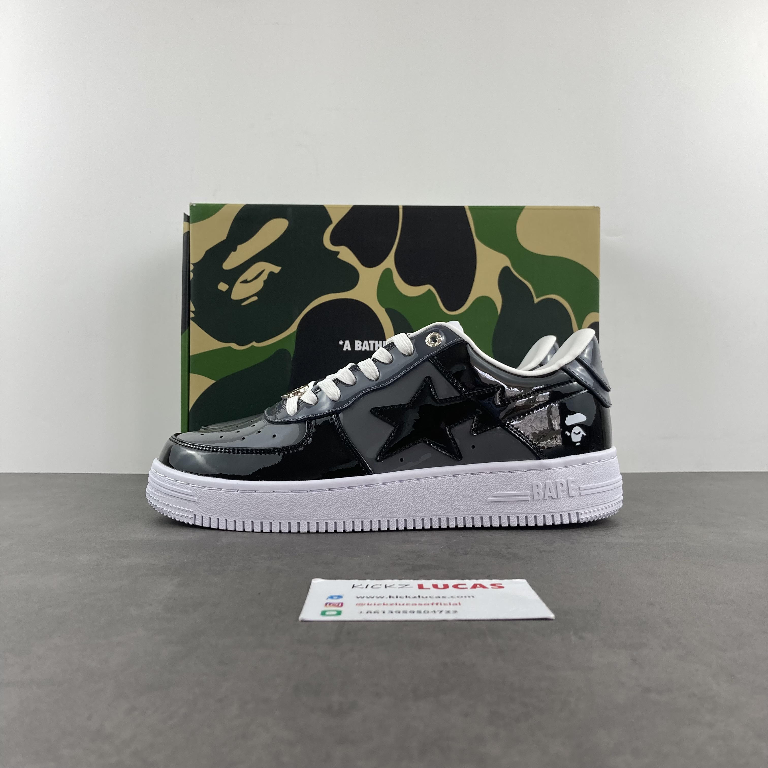 US$ 125.00 - A Bathing Ape Bape Sta Patent Leather Black Grey - www ...