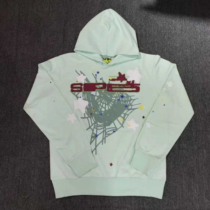 US$ 76.42 - Sp5der young thug Spiderweb Star Print Hoodie 2 colors ...
