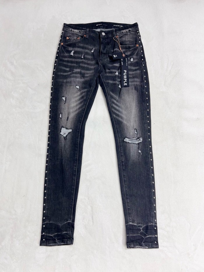 US$ 82.43 - 1:1 quality version Side seam studded ripped wash jeans ...