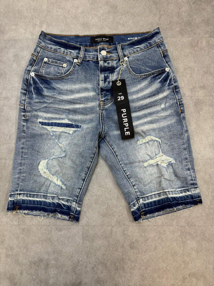 US$ 89.91 - 1:1 quality version Ripped Raw Edge Patch Blue Denim Shorts ...
