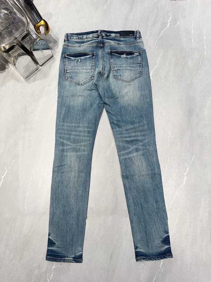 US$ 144.42 - 1:1 quality version White Rhinestone Ripped Patch Jeans ...