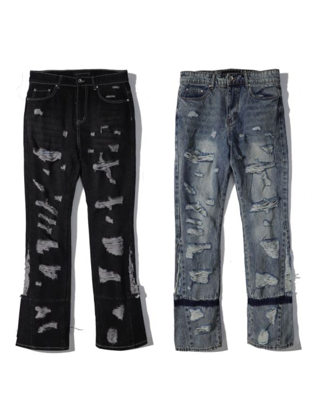 US$ 104.93 - 1:1 quality version Leg opening Spliced ripped and slashed ...