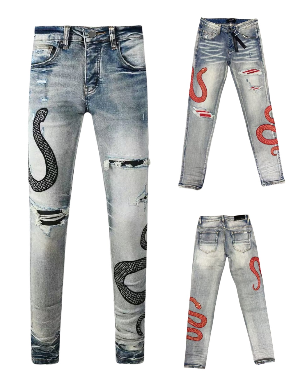 US$ 127.43 - 1:1 quality version 28193961 Embroidered Python Jeans ...