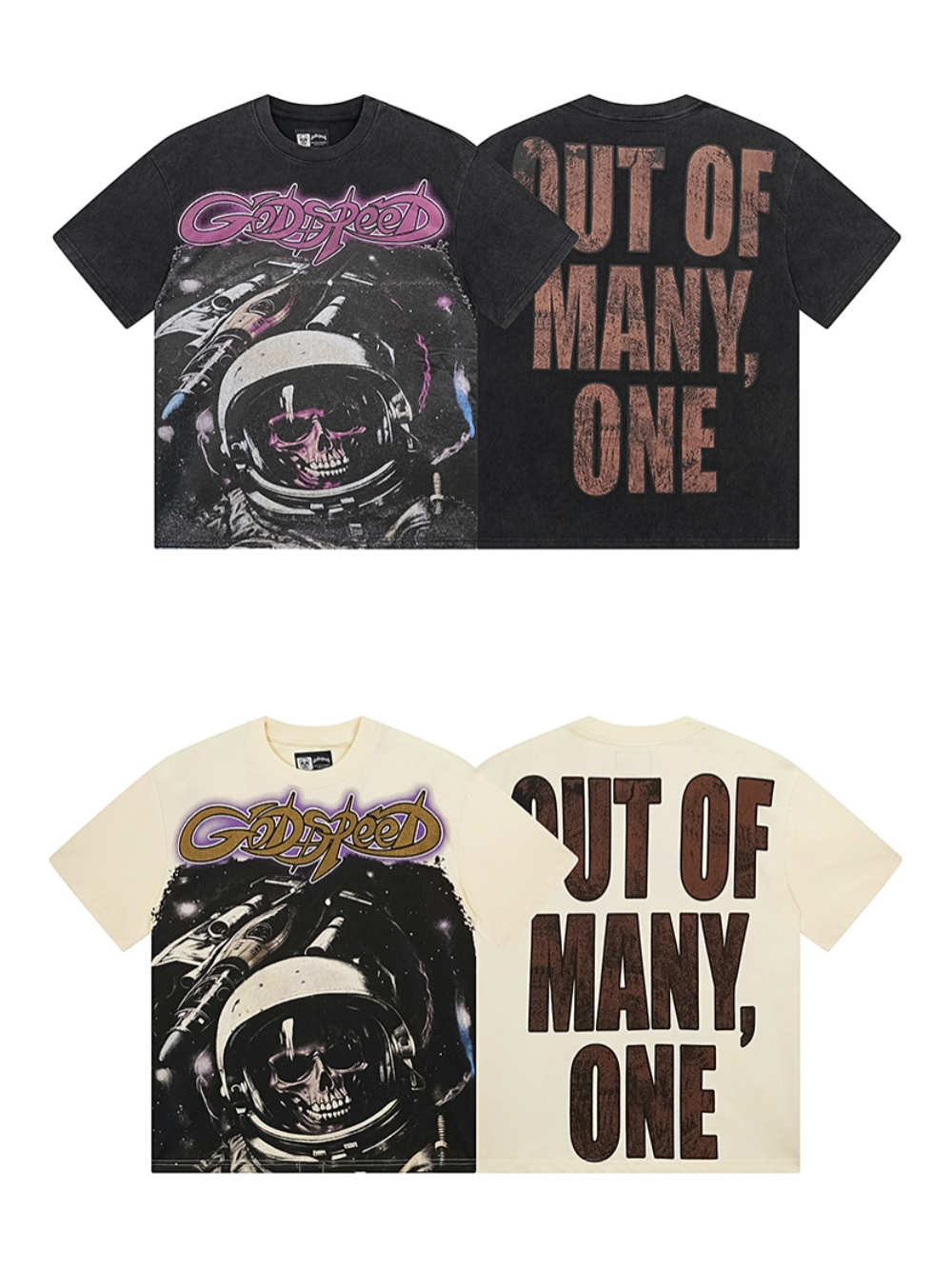 US$ 34.93 - 28298501 Space Skull Astronaut Print Washed Version Tee 2 ...