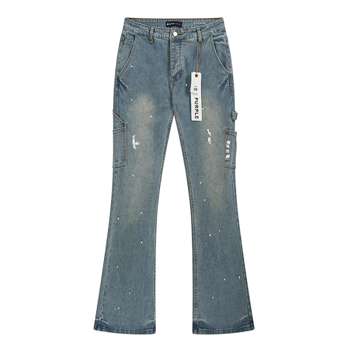 US$ 53.94 - White Splatter-Print Flared Jeans 28678943 - www.repdog.cn